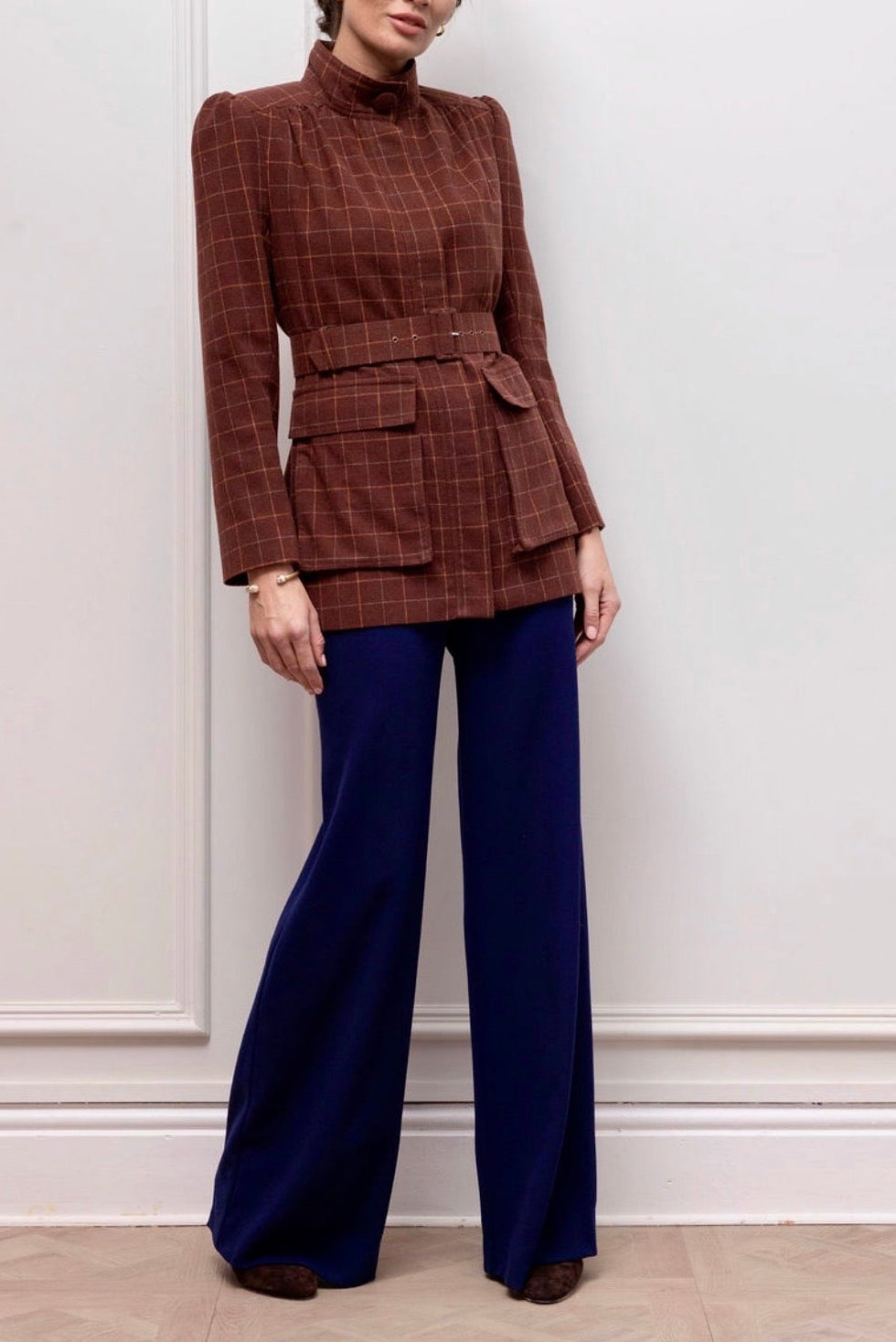 Edith Jacket - Brown Check – Claire Mischevani