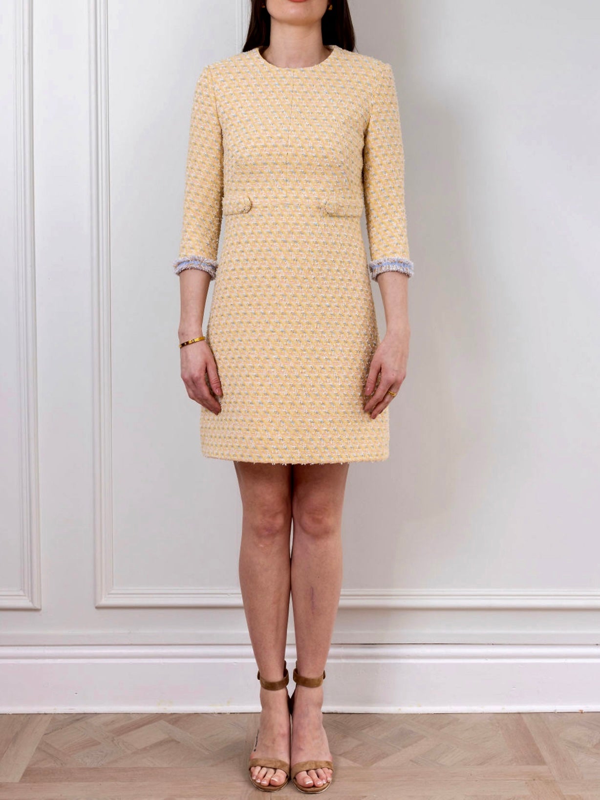 Edith Dress - Lemon tweed – Claire Mischevani