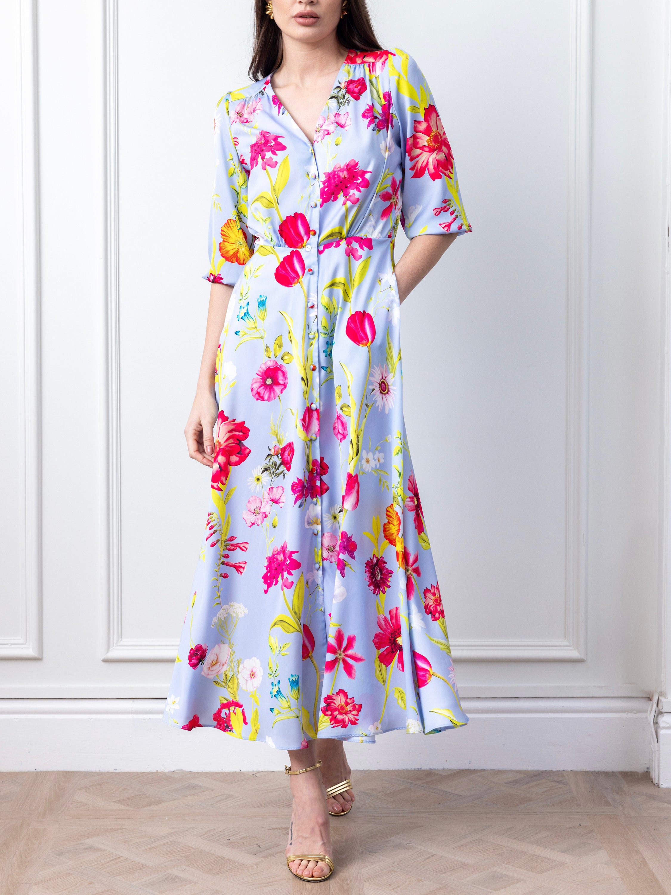 Cici Dress - Cornflower floral – Claire Mischevani